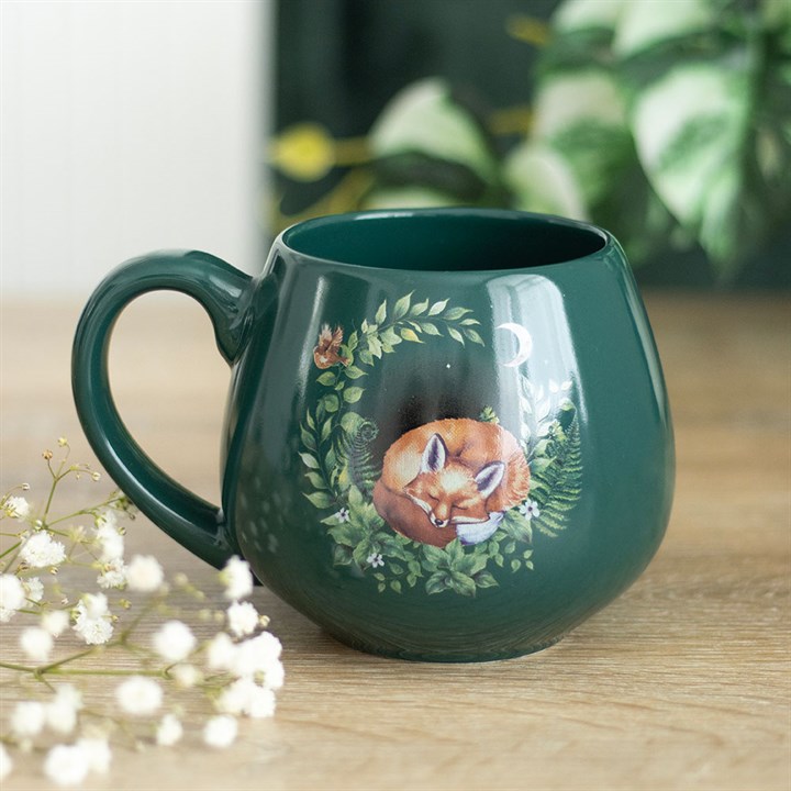Green Sleeping Fox Rounded Mug - Country Waters Handmade Wax Melts